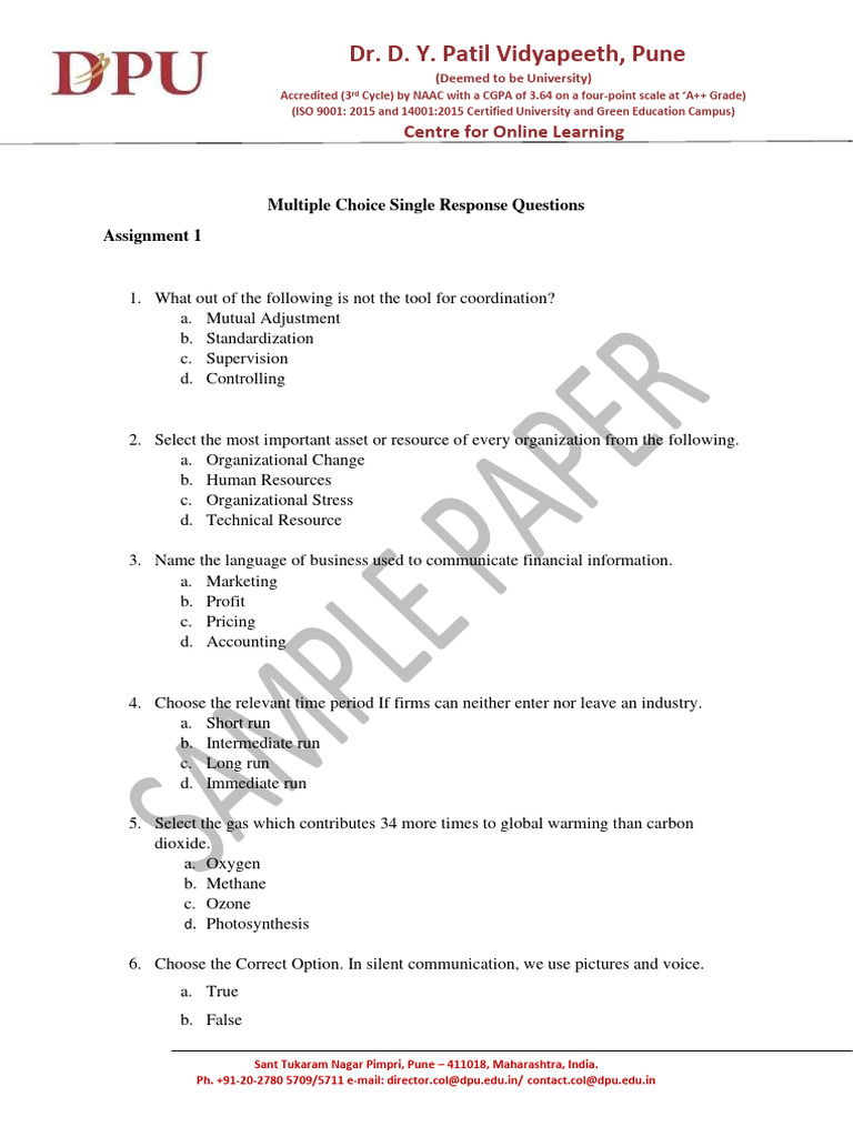 Dpu Sample Paper | PDF | Water Pollution | Sewage