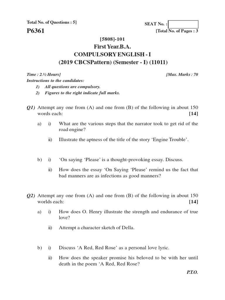F.Y.B.A (Sem - I) 2019 Pattern | PDF | Constitution | Agriculture