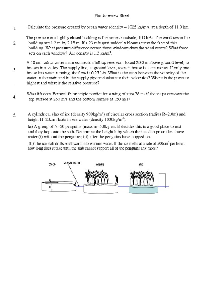 Fluid Mechanics Problem Set 2 | PDF | Pressure | Buoyancy