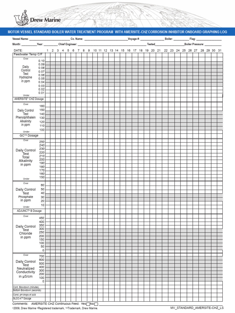 Boiler Water Treatment Log with AMERSITE-CHZ | PDF | Chemical Compounds ...