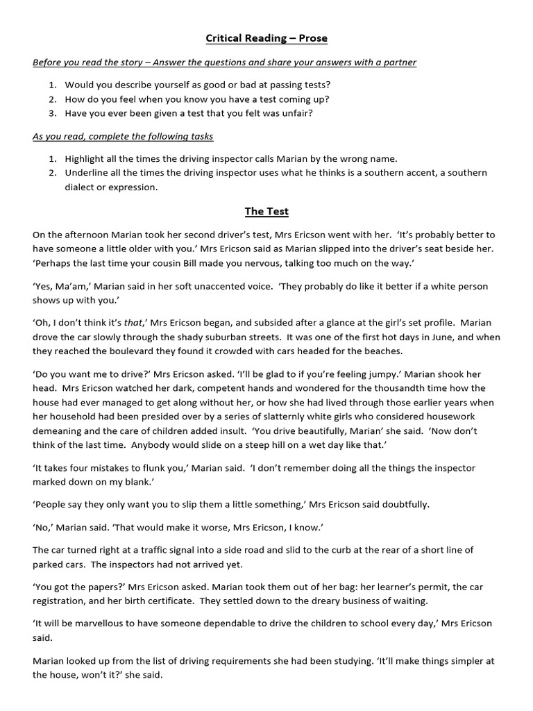 Angelica Gibb, - The Test | PDF | Sympathy