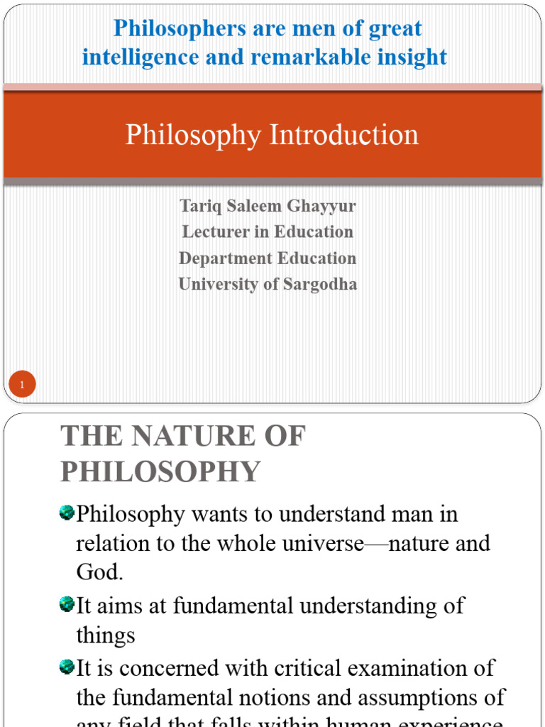 1 Philosophy & Braches of Philosophy | PDF | Thought | Epistemology