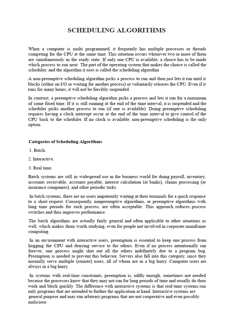 Scheduling Algorithms - Part1 | PDF | Scheduling (Computing) | Process (Computing)