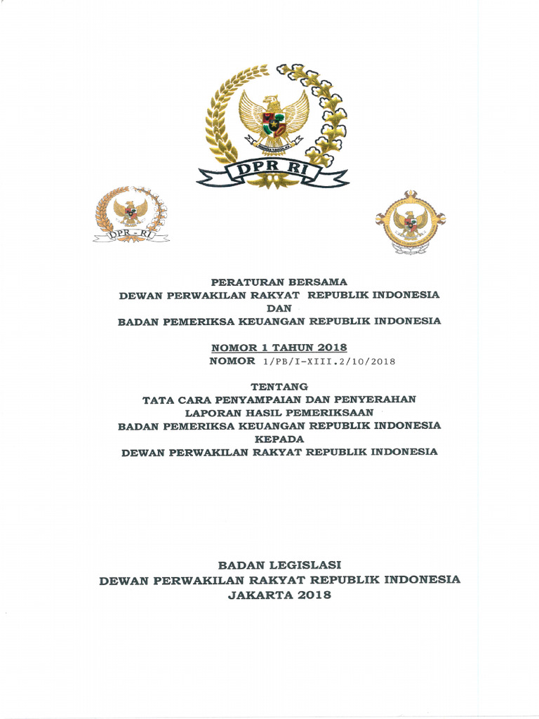 PeraturanBersama_2018_DPR-BPK | PDF