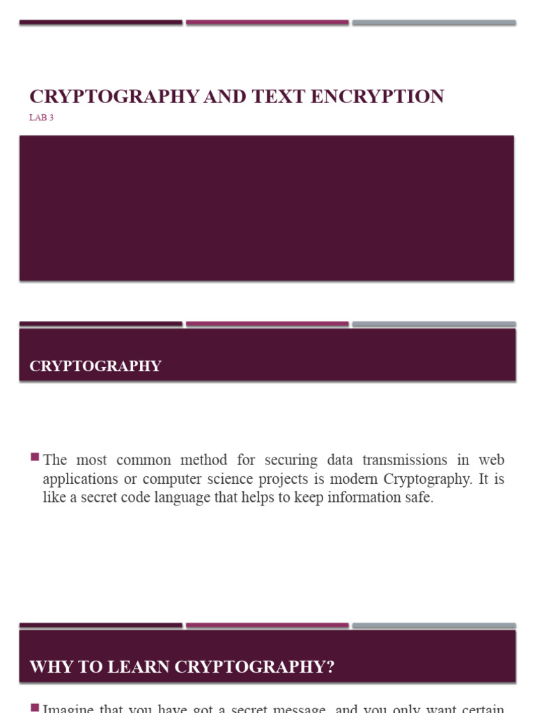 Cryptography and Text Encryption | PDF | Cryptography | Key (Cryptography) Cryptography and Text Encryption | PDF | Cryptography | Key (Cryptography)