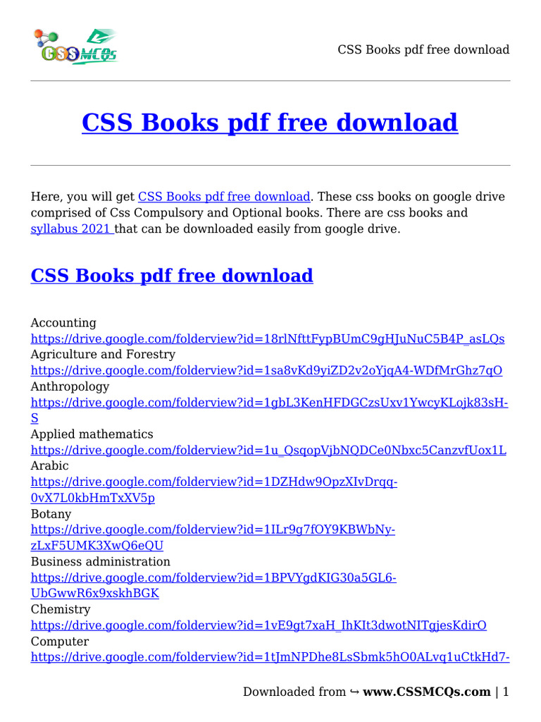 CSS Books PDF | PDF | Science | Liberal Arts Education