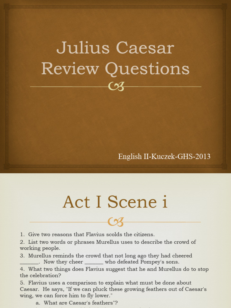Julius Caesar Review Questions | PDF | Mark Antony | Julius Caesar
