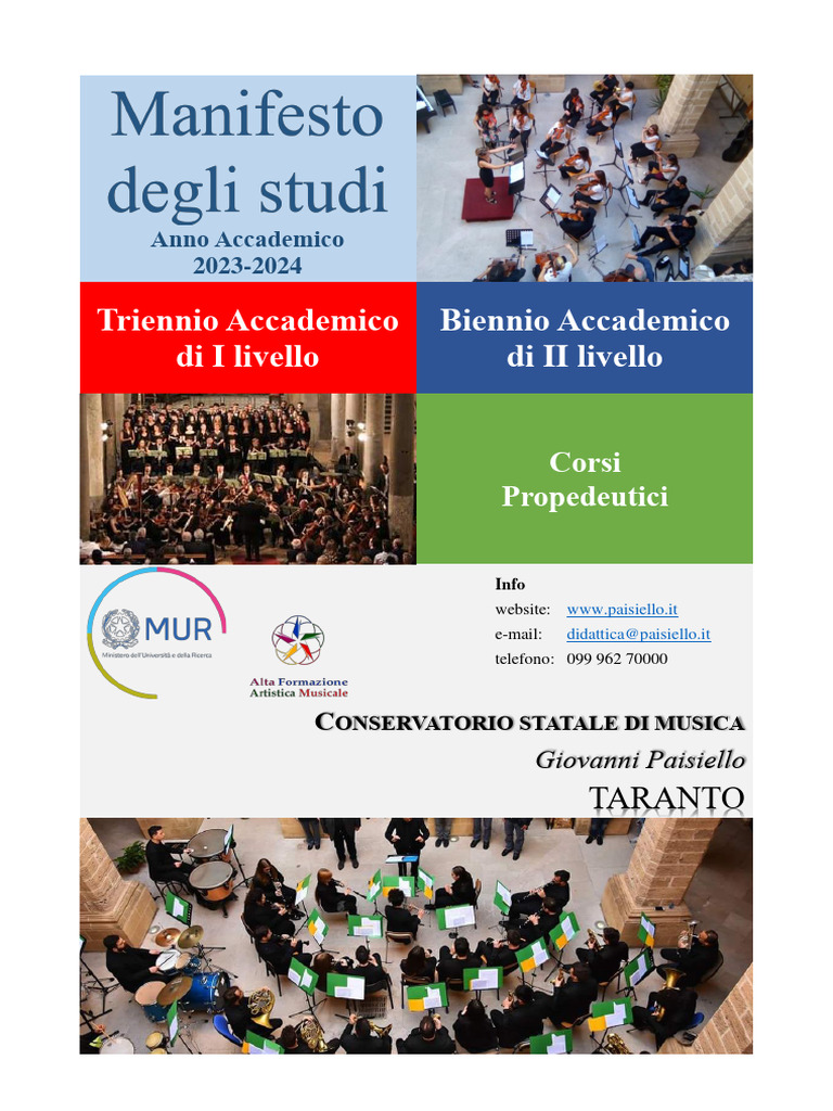 Manifesto Degli Studi 2023 2024 | PDF