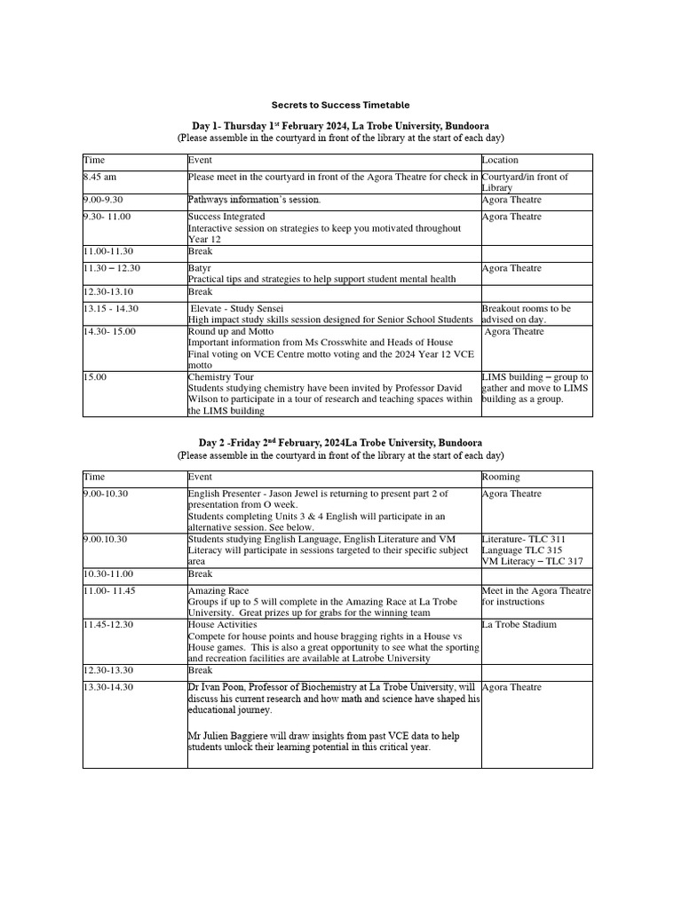 Student Timetable.2 | PDF | Behavior Modification | Cognition