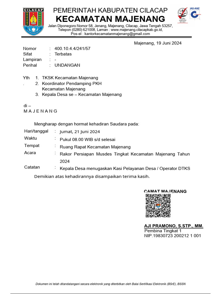Surat Undangan Persiapan Musdes | PDF