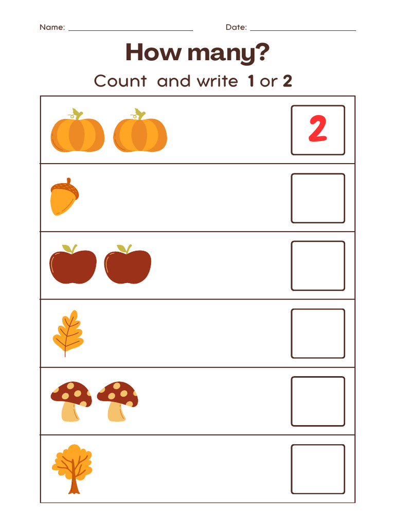 Red Illustration Number 2 Recognition Worksheet | PDF