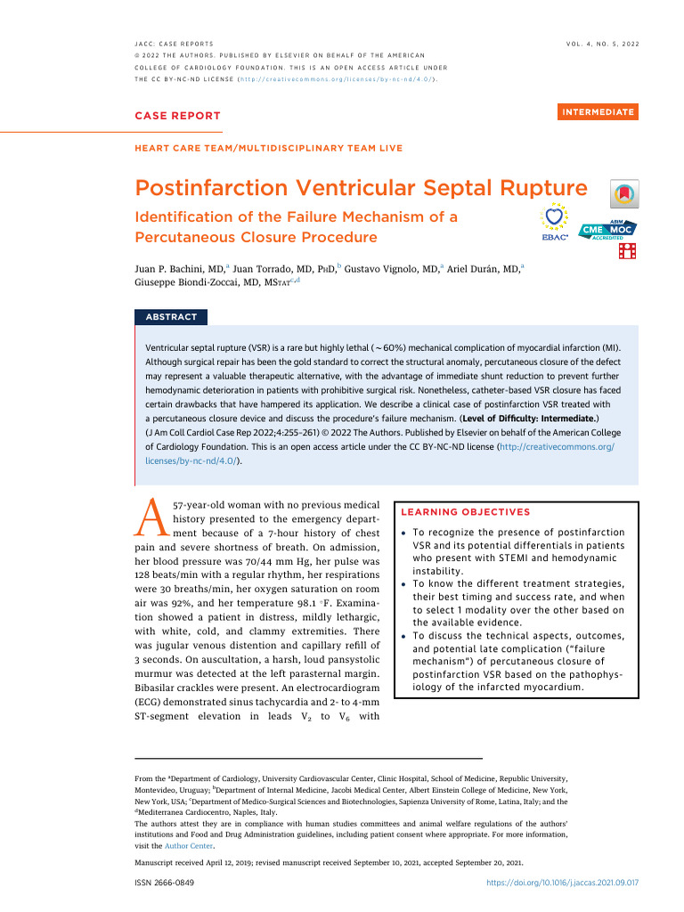 Postinfarction Ventricular Septal Rupture | PDF | Echocardiography ...