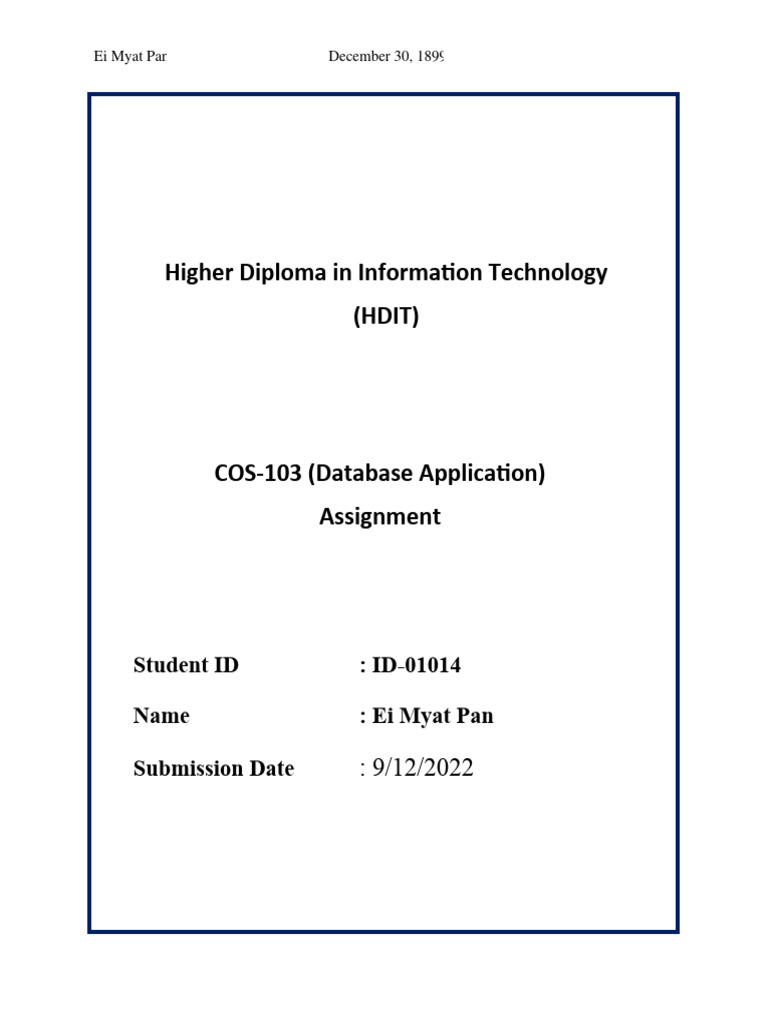 COS-103 Assignment | PDF | Computing | Computer Data