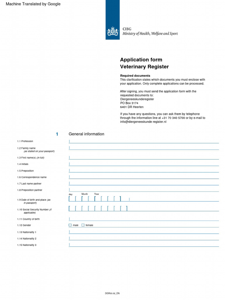Application+Form+Veterinary+Register+ (DGR03.02 EN) | PDF | Identity ...