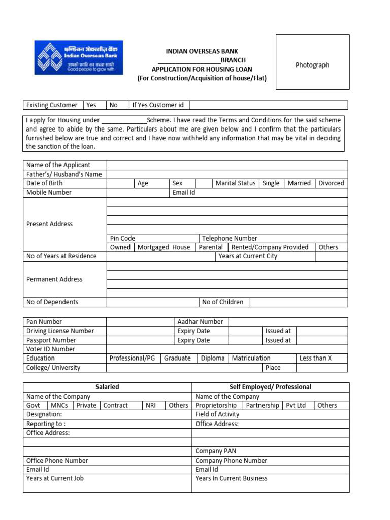 IOB Application Form - 240614 - 170245 | PDF | Loans | Real Estate ...