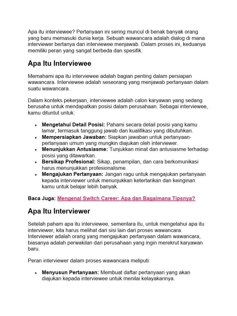 Panduan Menjadi Interviewee Sukses | PDF | Karier & Perkembangan | Bisnis