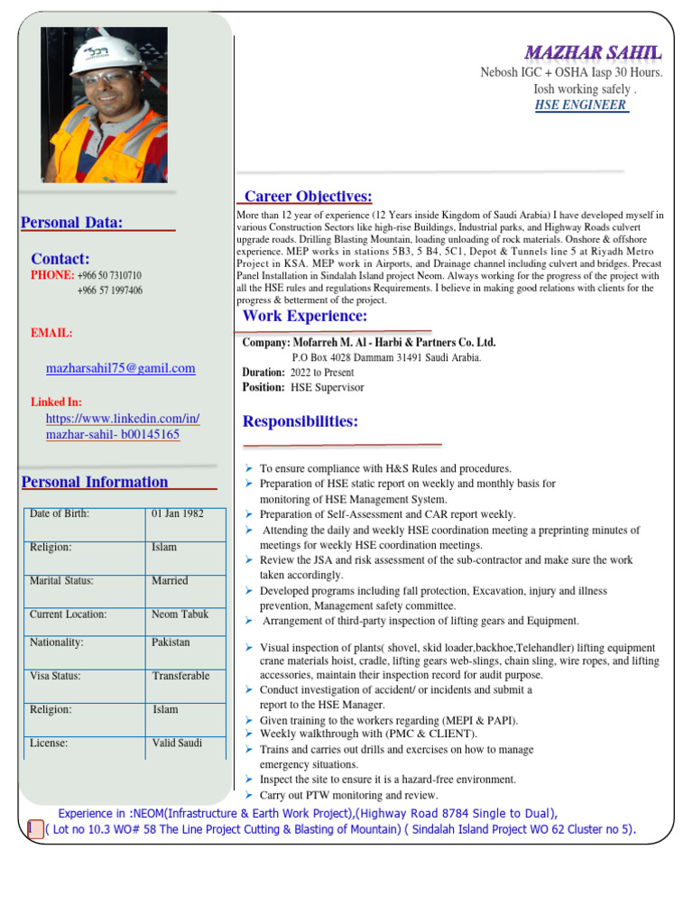 Mazhar Sahil Update CV 2024 | PDF | Riyadh | Saudi Arabia
