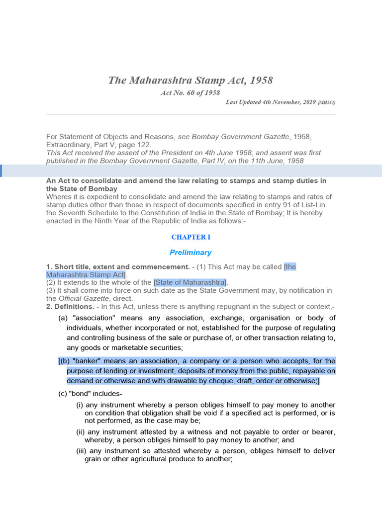 Maharashtra Stamp Act Overview | PDF | Mortgages | Lease