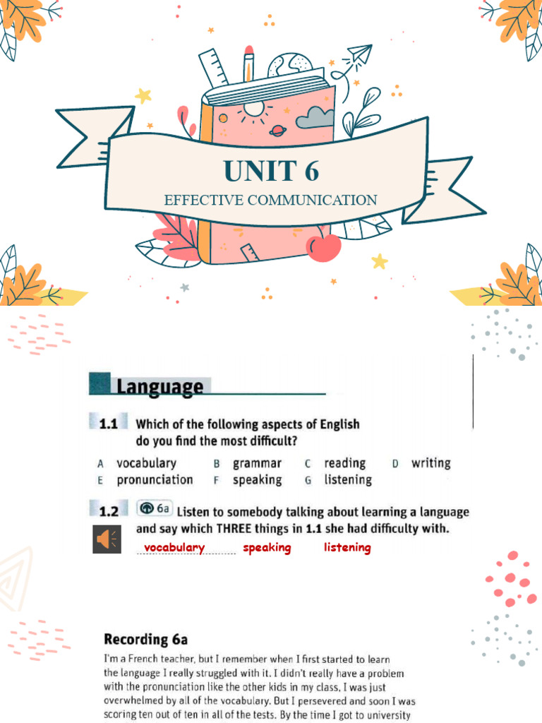 IE1 - Unit 6 | PDF | Applied Linguistics | Human Communication