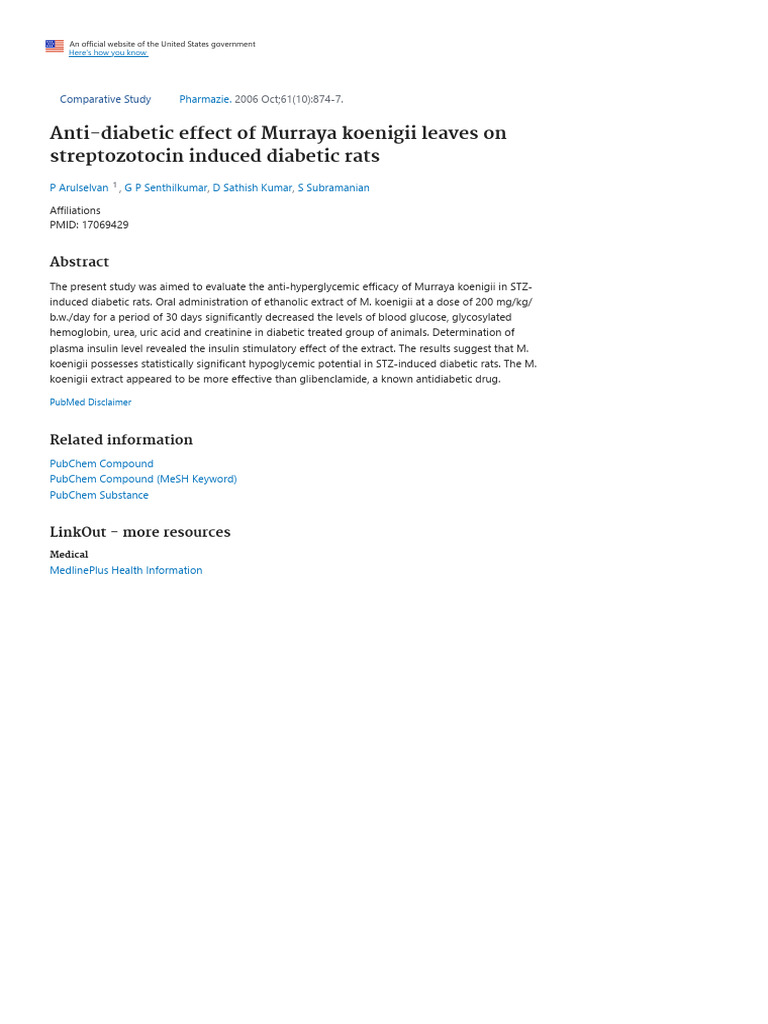 Arulselvan Et Al - Andiabetic Effect of Murraya Koenigii Leaves On ...