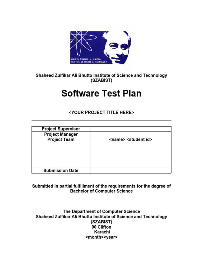 FYP-2 Software - Test - Plan - Template | PDF | Unit Testing | Software ...