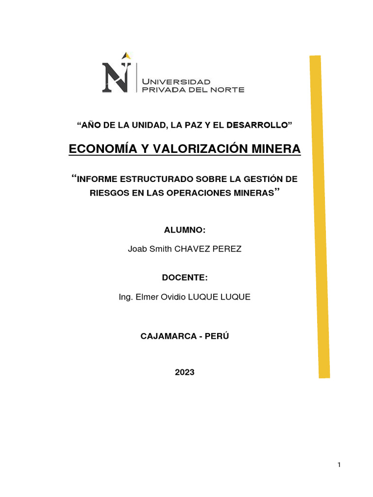 Tarea 03 Evm Joab Smith Chavez Perez | PDF | Riesgo | Minería