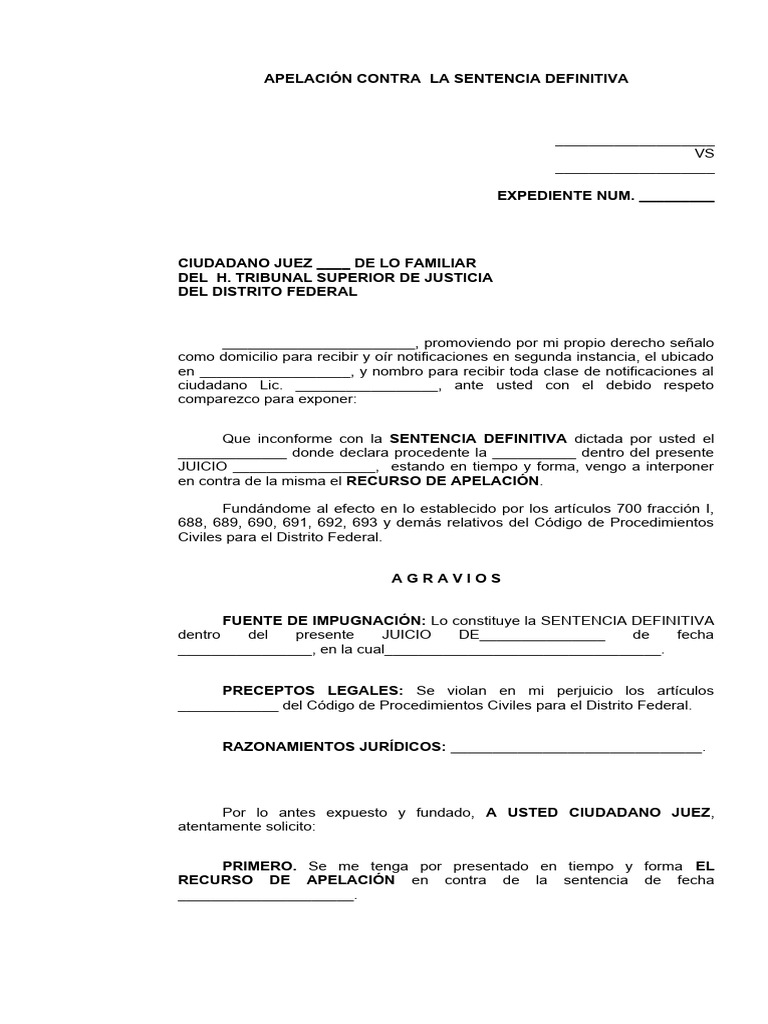 Apelación Contra La Sentencia Definitiva | PDF