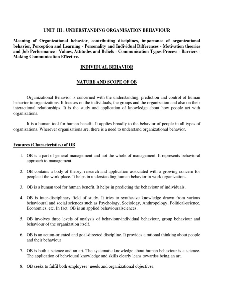 MC & OB Unit 3 | PDF | Id | Perception