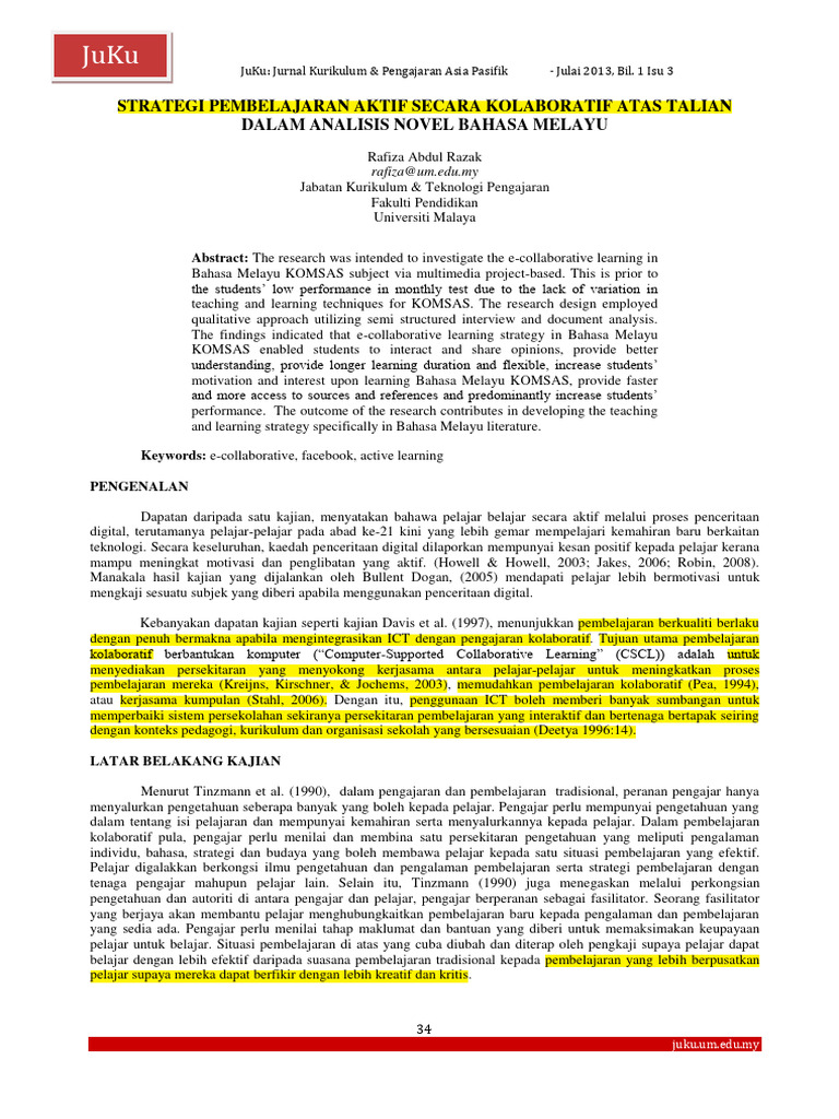 Strategi Pembelajaran Aktif Secara Kolab | PDF