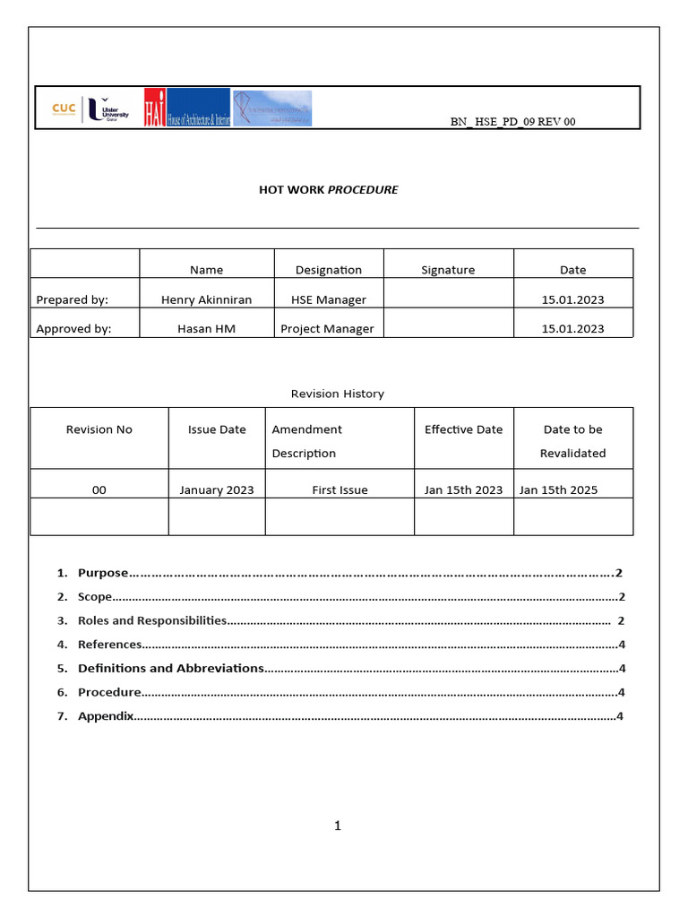 Hot Work Safety Procedure Guide | PDF | Valve | Occupational Safety And ...