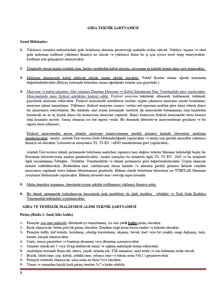 Gida Teknik Sartname | PDF