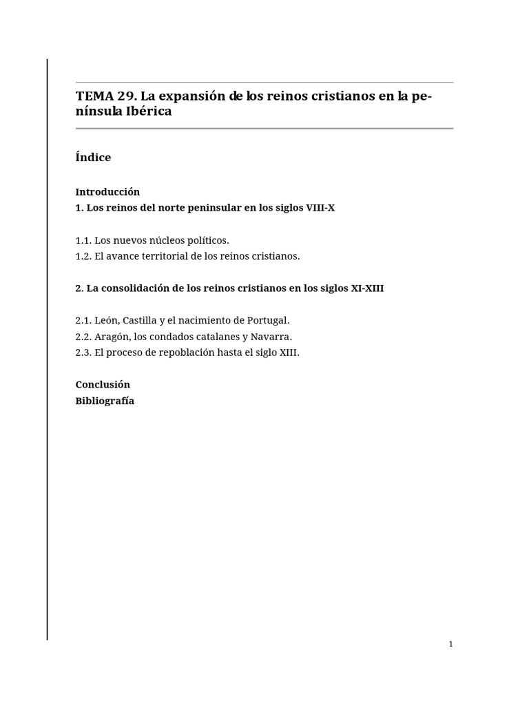 TEMA 29. La Expansión de Los Reinos Cristianos en La Península Ibérica ...
