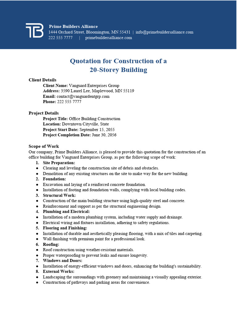 Project-Quotation-Template | PDF | Concrete | Building Engineering