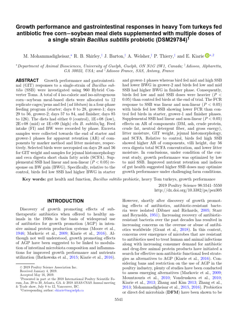 Growth Performance and Gastrointestinal Responses in Heavy Tom Tur ...