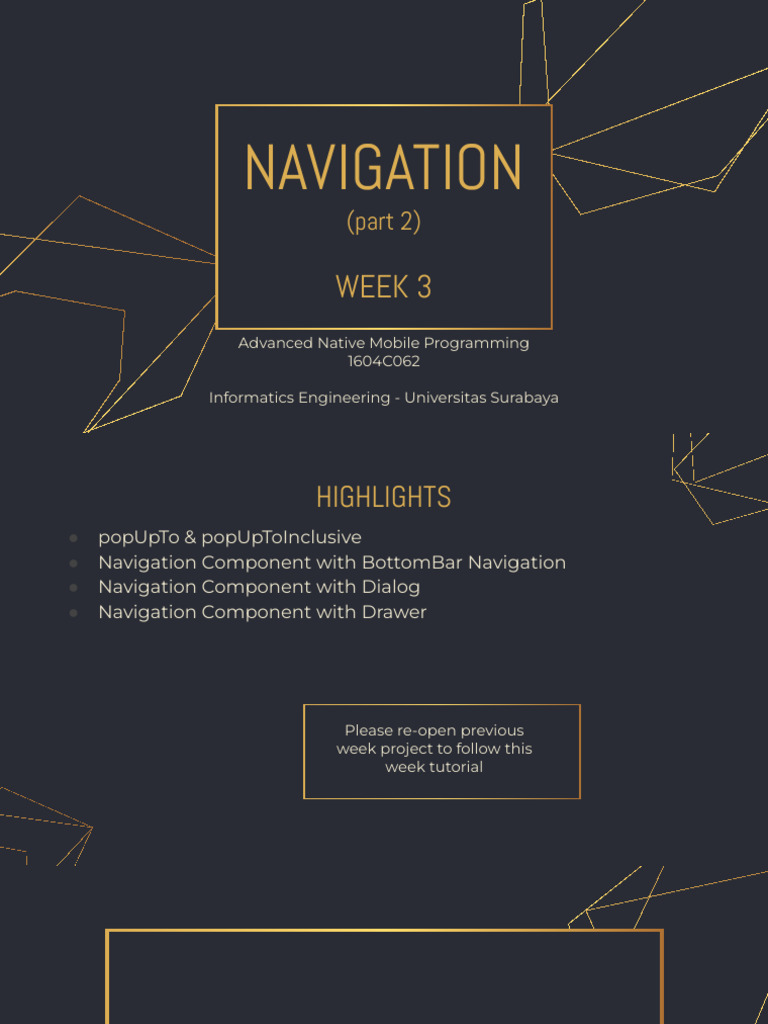 AdvNative Week 3 - Navigation Part 2 | PDF | Icon (Computing) | Menu (Computing)