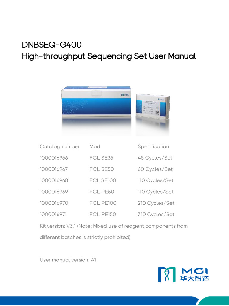 DNBSEQ-G400 High-Throughput Sequencing Set User Manual | PDF | Dna Sequencing | Polymerase Chain ...