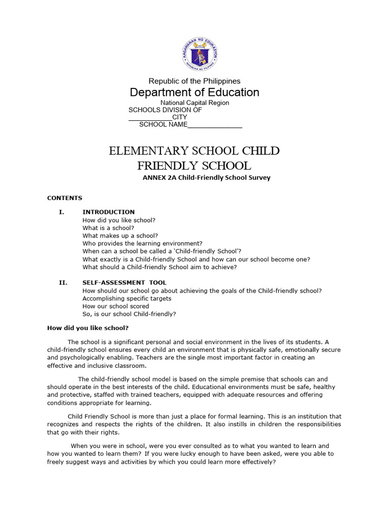 Child-Friendly School Guide | PDF | Teachers | Schools