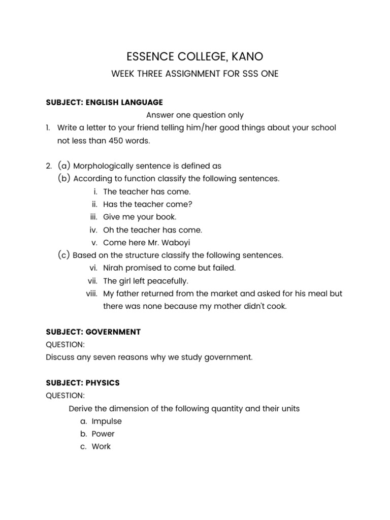Sss One Week Three Assignment | PDF