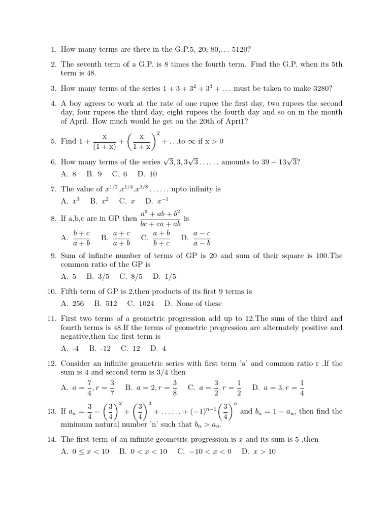 Sequence Series DPP2 | PDF | Elementary Mathematics | Mathematical Analysis Sequence Series DPP2 | PDF | Elementary Mathematics | Mathematical Analysis