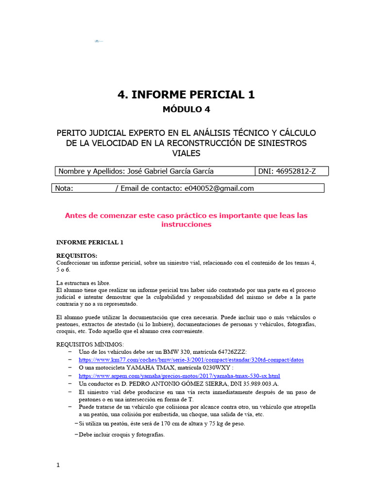 Informe Pericial 1 12 Pc Atestados Final Pdf Motocicleta Tráfico