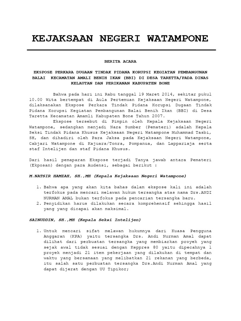 Berita Acara Ekspose | PDF