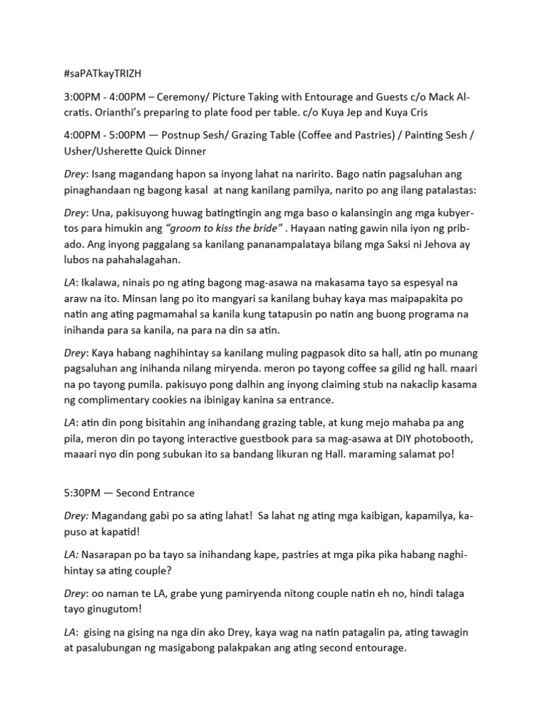 Wedding Script PT Final | PDF