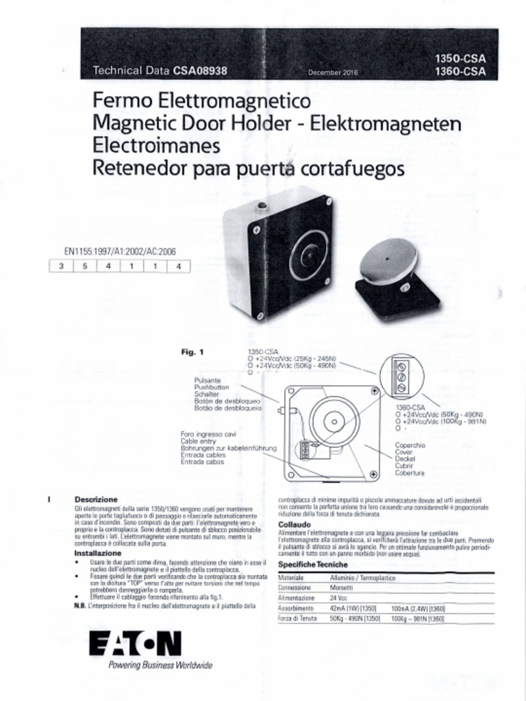 EATON Retentor PCF 1350-CSA & 1360-CSA | PDF