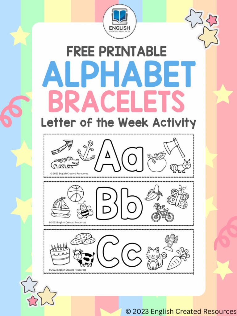 Alphabet Bracelets Copyright 2023 English Created Resources | PDF