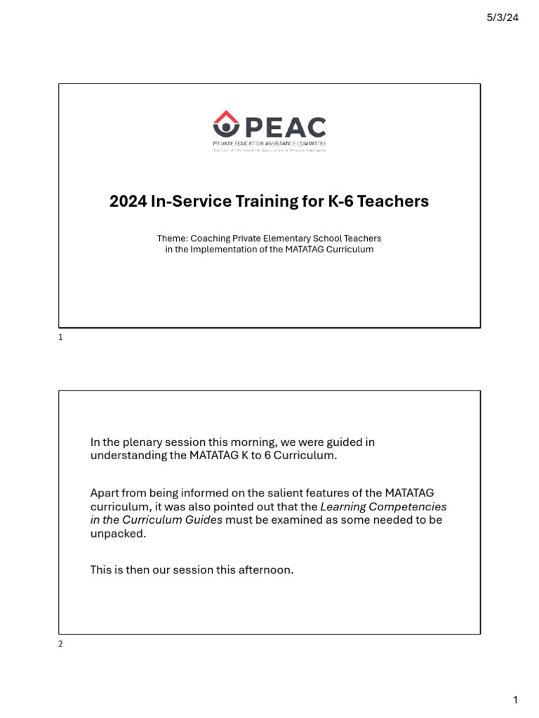 2024 K-6 INSET Printed Handouts | PDF | Learning | Knowledge