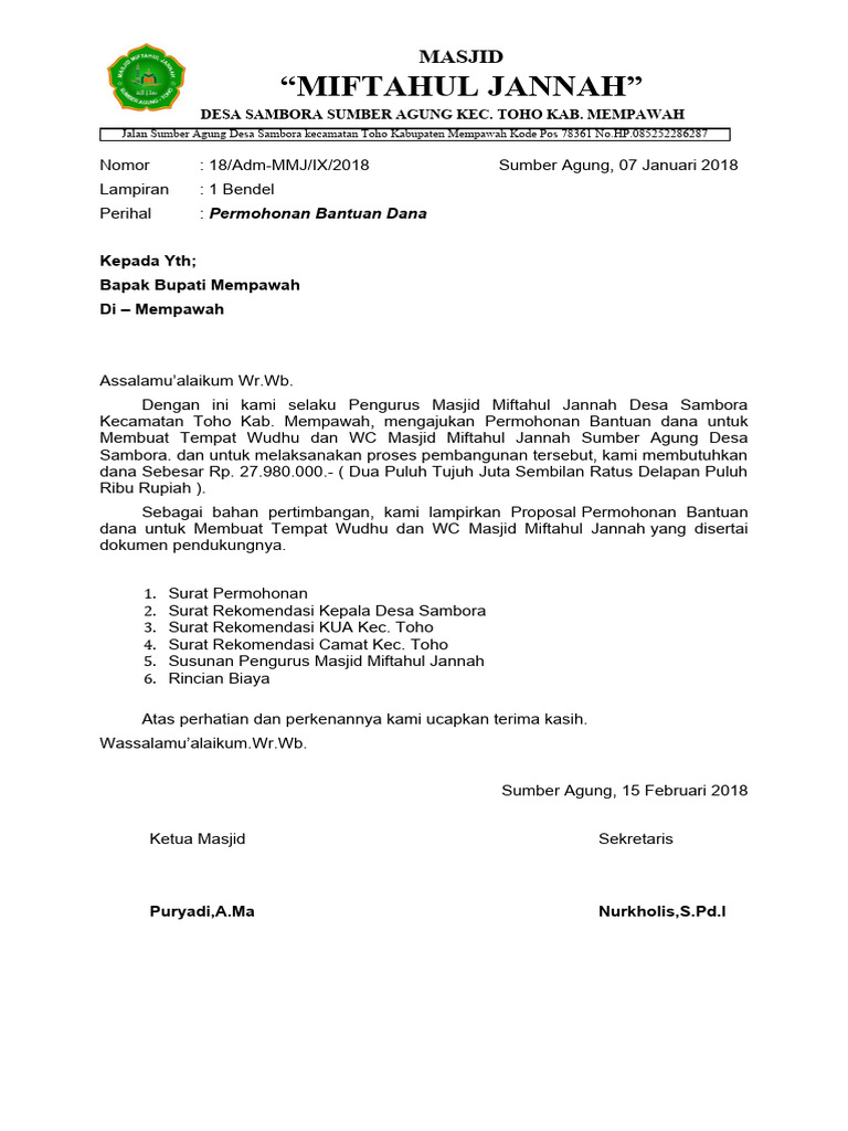 Proposal Gudang MMJ 2019 | PDF