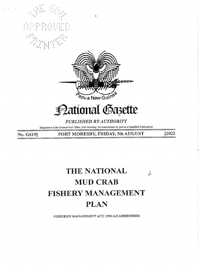 The National Mud Crab Fishery Management Plan (2022) | PDF