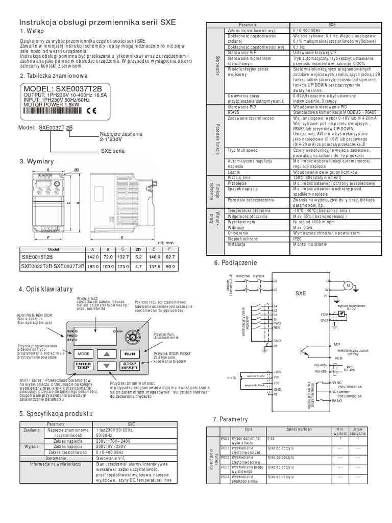 Sanyu SXE Instrukcja Obslugi | PDF