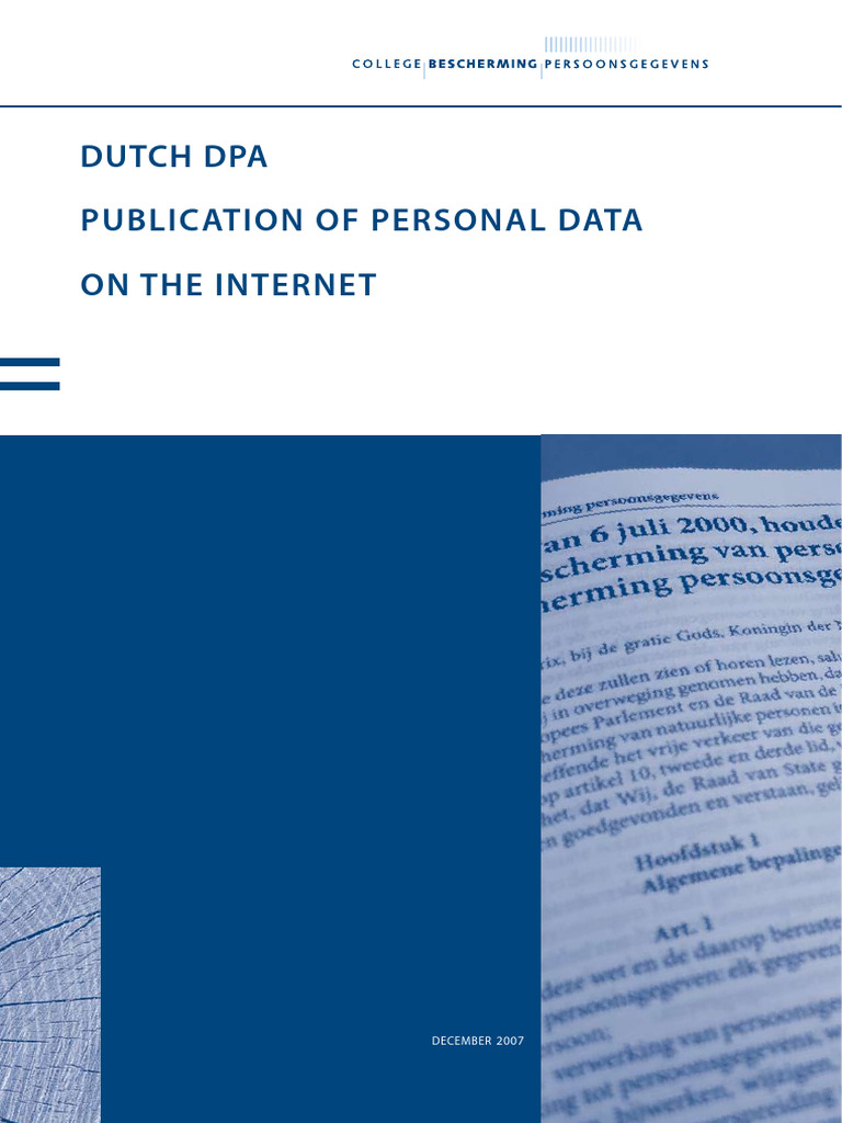 Dutch Dpa Publciation Personal Data | PDF | World Wide Web | Internet & Web