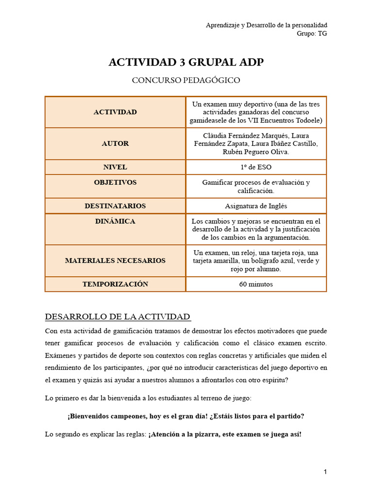 ACTIVIDAD 3 GRUPAL ADP (2) | Descargar gratis PDF | Evaluación | Salón de clases